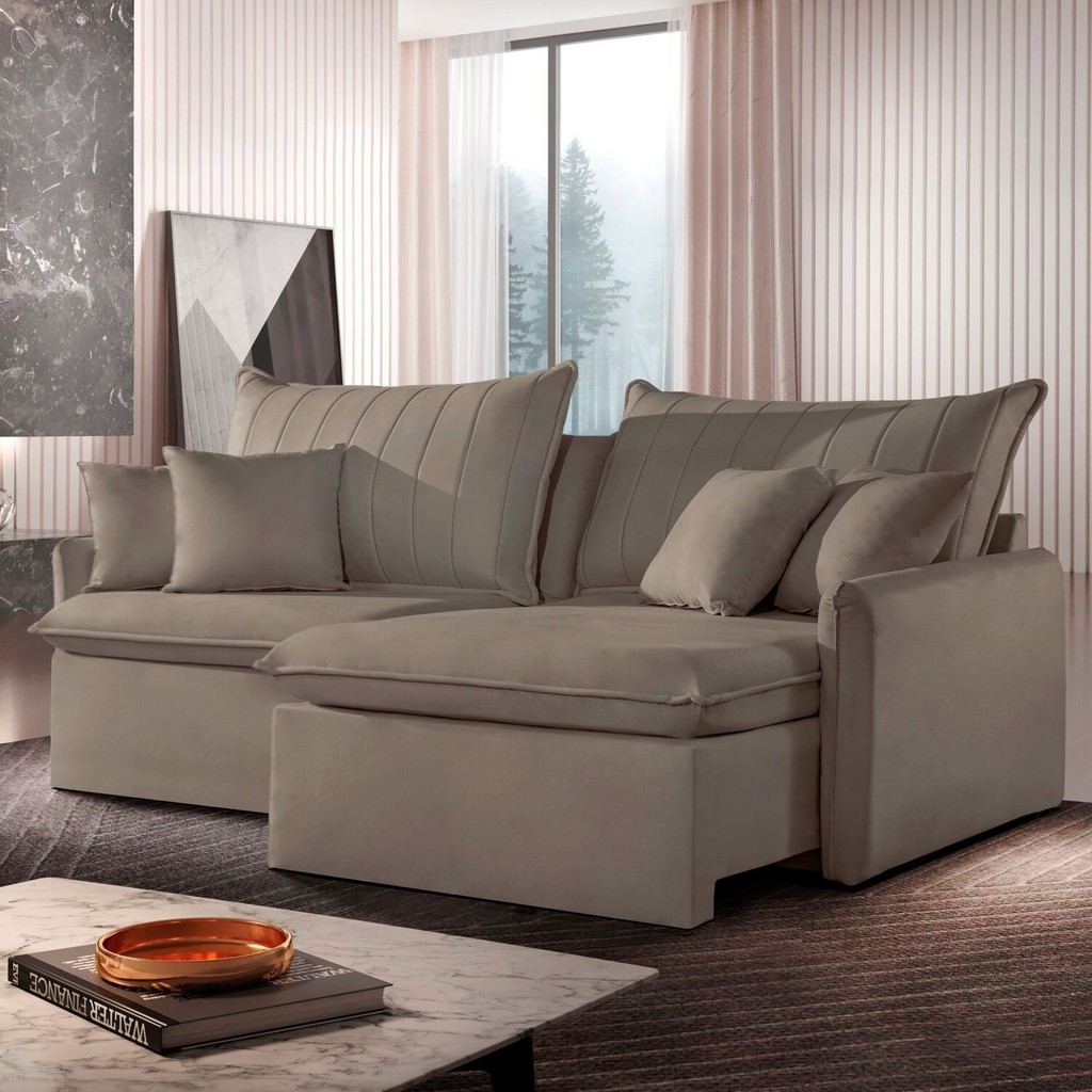 Sofá Cama Retrátil e Reclinável 260cm Colibri Cabecasa Madeiramadeira Cinza | Shopee Brasil