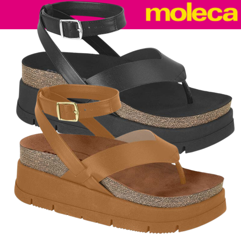 Sandália Feminina Moleca Papete Plataforma Grossa Conforto | Shopee Brasil