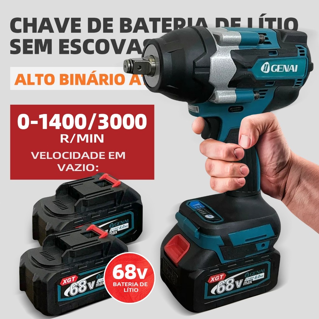 Furadeira de Impacto 68V Brushless 700N.m + para Pneus de Caminhão Com ...