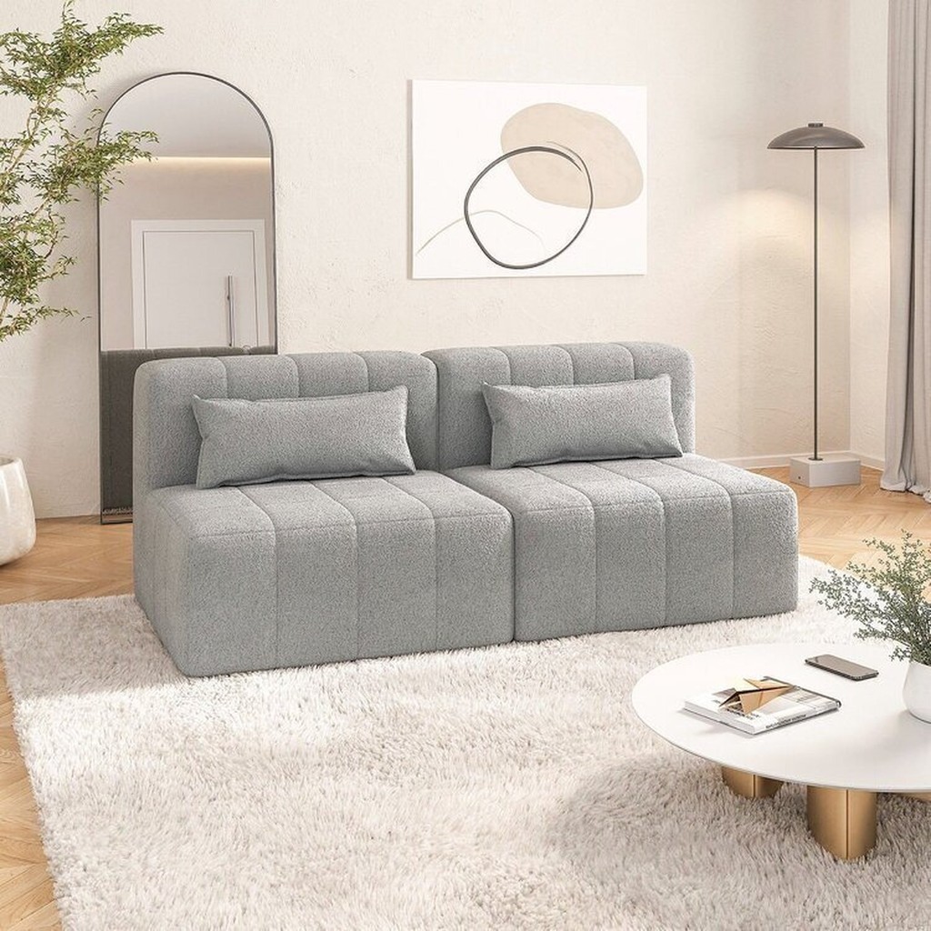 Sofá Modular 02 Módulos Poltrona Easybox Cabecasa Madeiramadeira Cinza Claro | Shopee Brasil