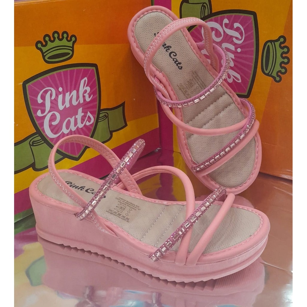 SANDALIA INFANTIL PINK CATS ANABELA COM BRILHOS | Shopee Brasil