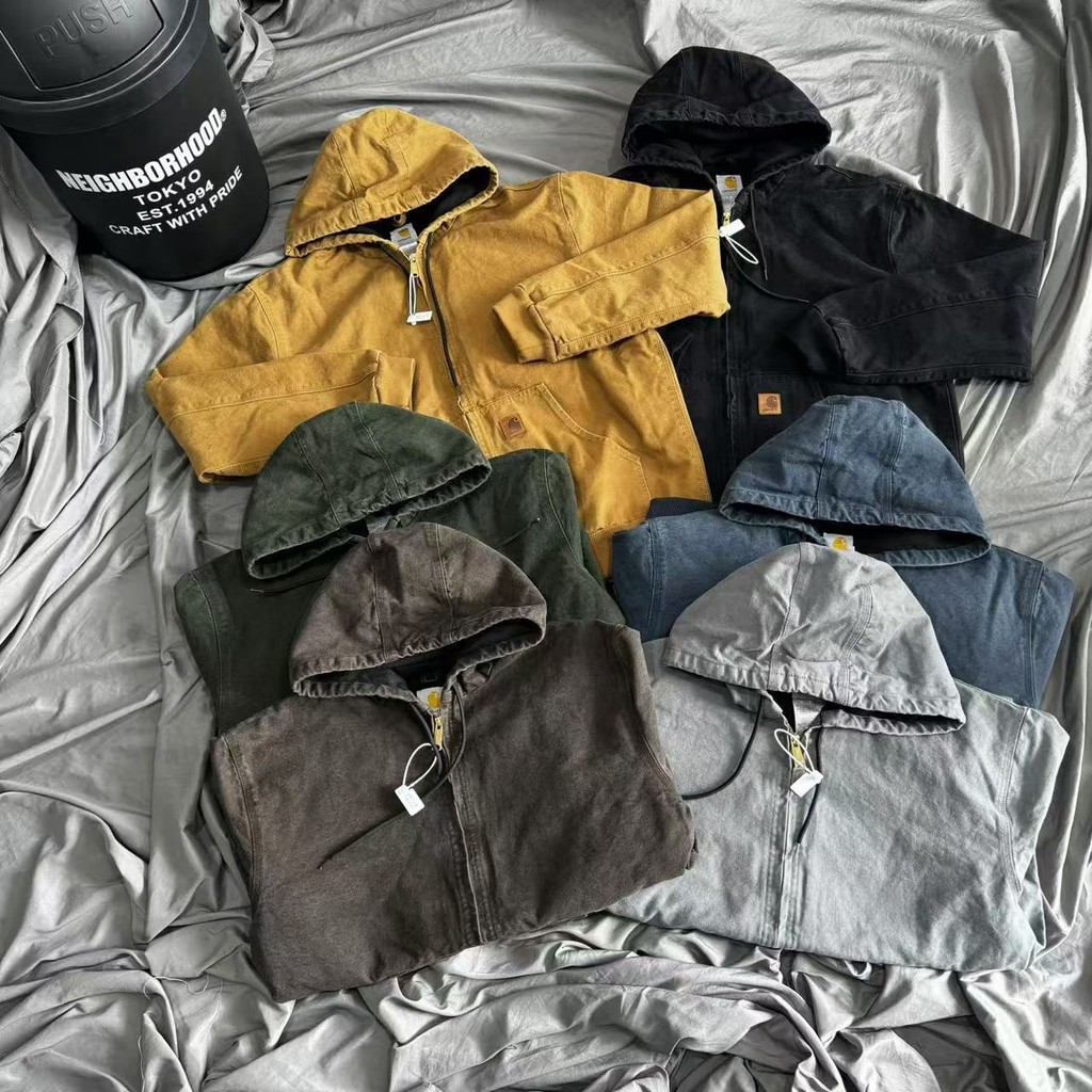 SJ25 Carhar/American Retro Washed J25 Jaqueta De Lona Com Capuz Pesado ...