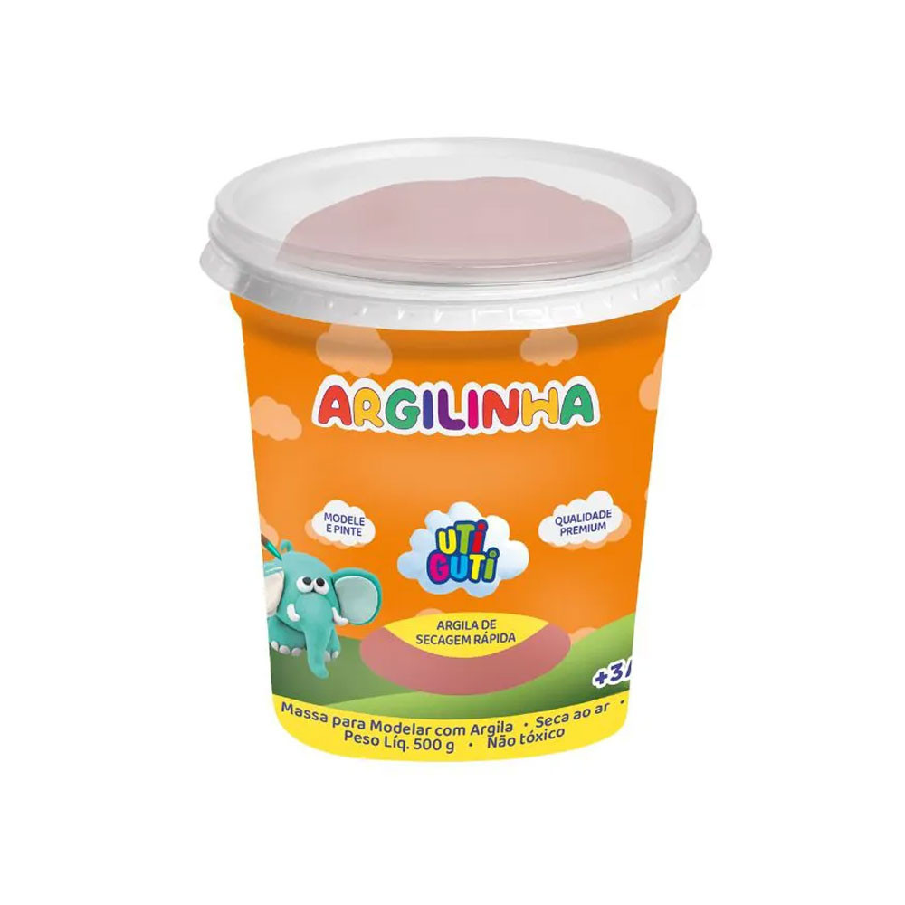 Argila escolar massa de modelar Terracota Utiguti pote com 500g Licyn ...