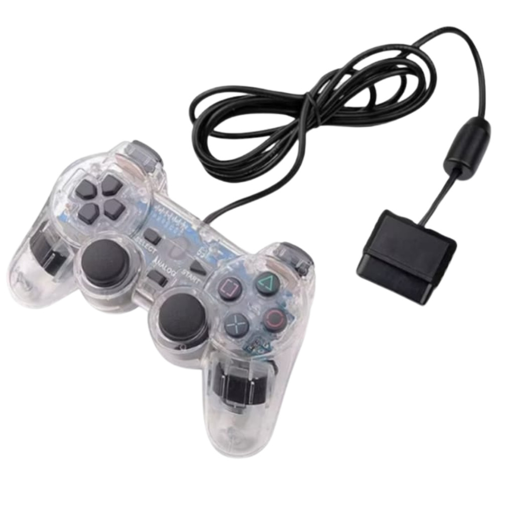 Kit 1 Controles Ps2 Joystick Com Fio Ergonômico Plug And Play Cristal ...