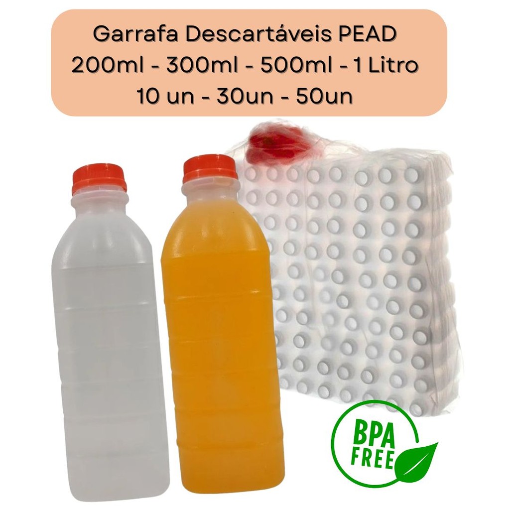 10 und 30 und 50 und Garrafa Plástica Descartável PEAD Para Suco Caldo de Cana 200ml 300ml 500ml ...