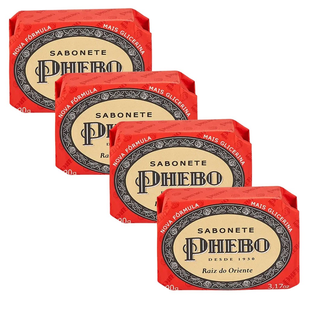 Kit Sabonete em Barra de Glicerina Phebo Raiz do Oriente 90g C/4 unidades | Shopee Brasil
