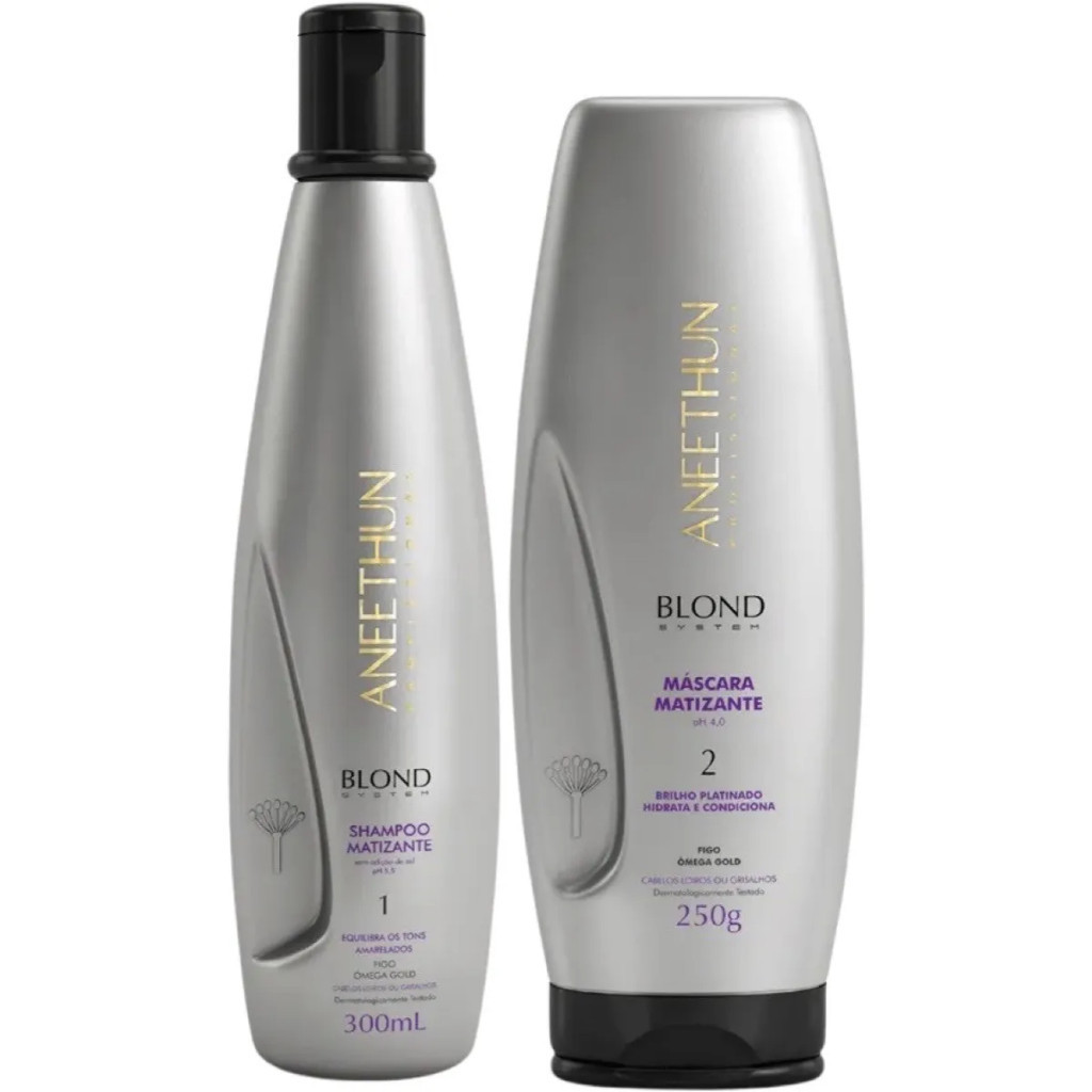 Kit Aneethun Blond System Shampoo Matizante 300ml e Máscara Matizante ...