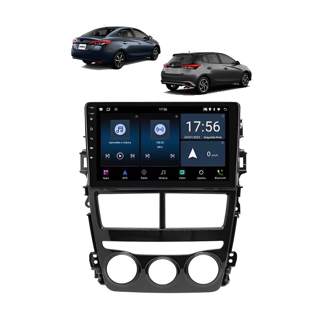 Kit Multimídia Yaris Ar Analógico Android 9 Pol 2/32Gb Carplay Gps WiFi ...