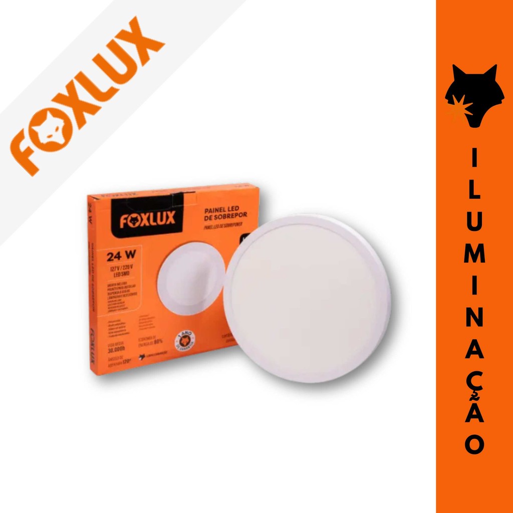 Painel Led Sobrepor 24W Redondo 6500K Bivolt Foxlux | Shopee Brasil