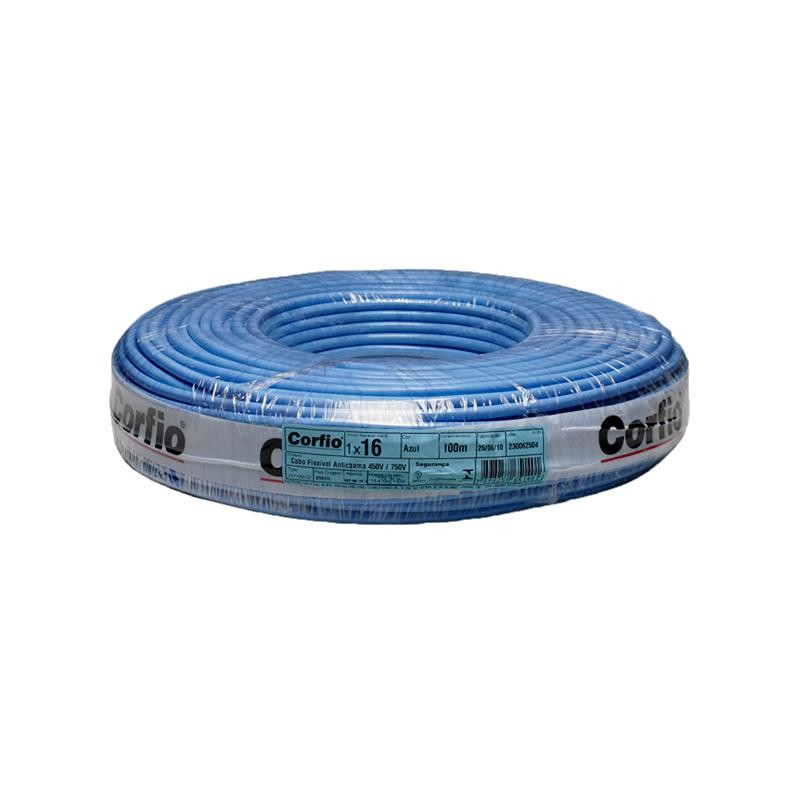 Fio Elétrico Flexível Corfio 16mm Rolo 100m Cabo Azul | Shopee Brasil