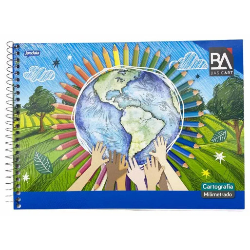 CADERNO DE DESENHO MILIMETRADO GRANDE CAPA FLEXIVEL ESPIRAL 56G 48F ...