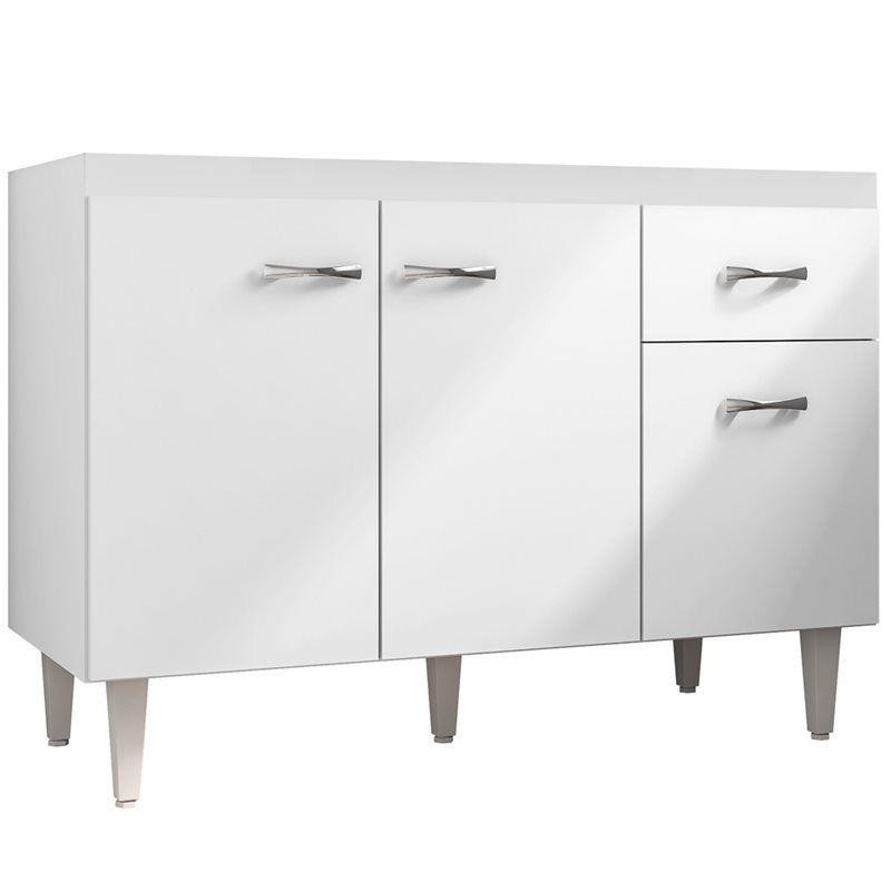 Balcão Gabinete Para Pia Sem Tampo 120cm 3 Portas e 1 Gaveta Flex Gabriela Branco/Preto - AJL ...