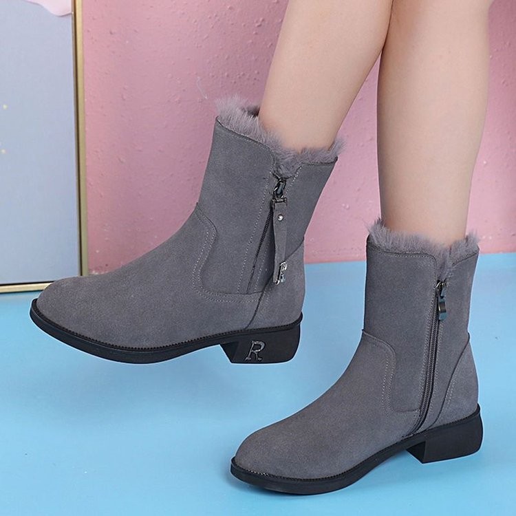 Botas femininas Coreia do Sul moda botas curtas de cabeça redonda de ...