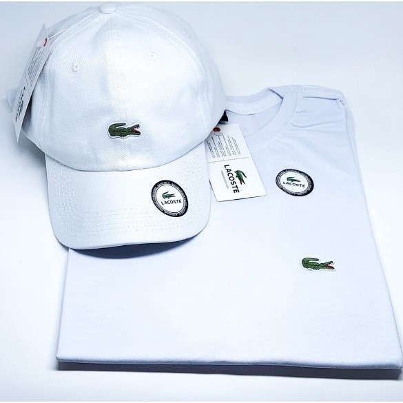 Kit Lacoste Boné Lacoste Bordado Mini Croc + Camiseta casual básica ...