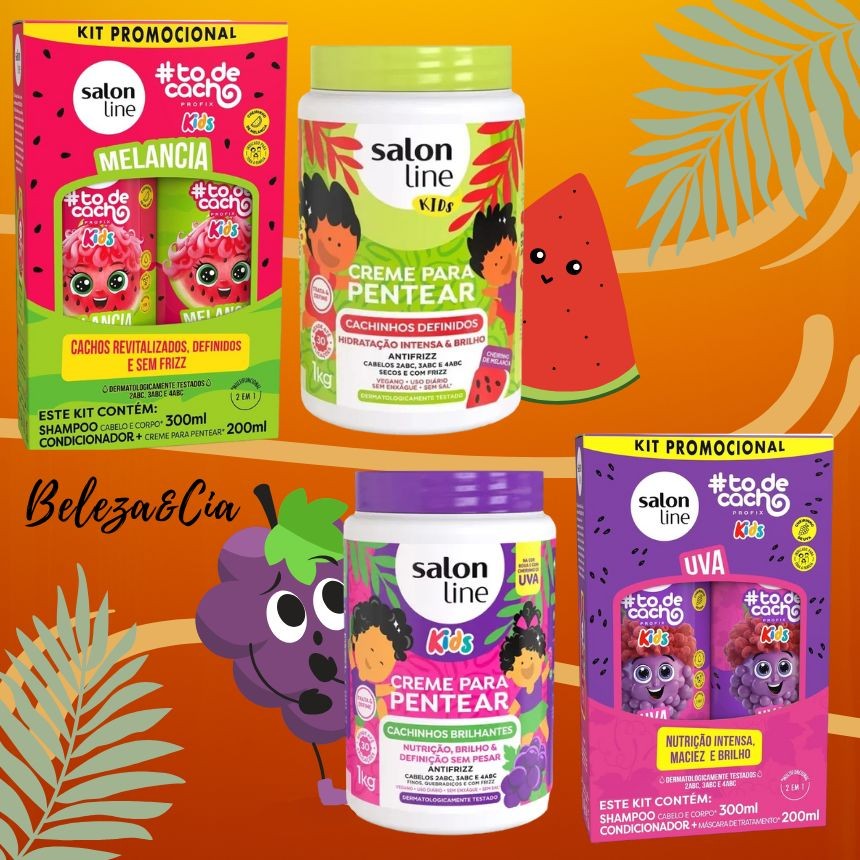 Kit Salon Line Infantil + Creme de Pentear 1KG | Shopee Brasil