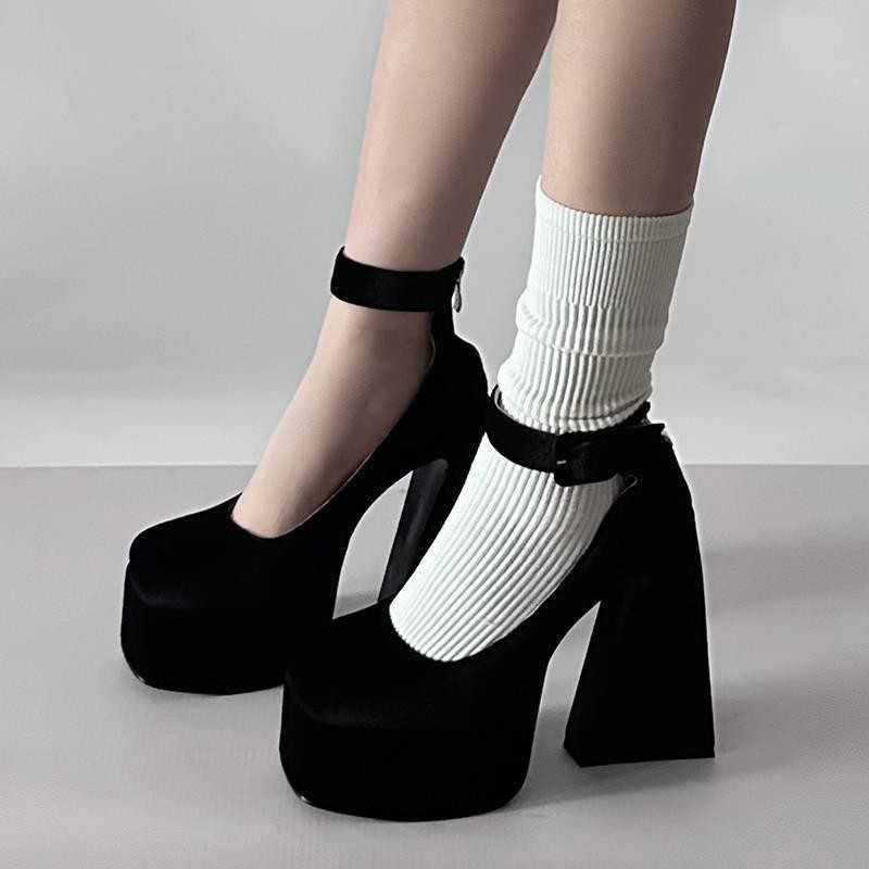 Mary Jane sapatos de salto alto não cansado salto grosso novo estilo ...