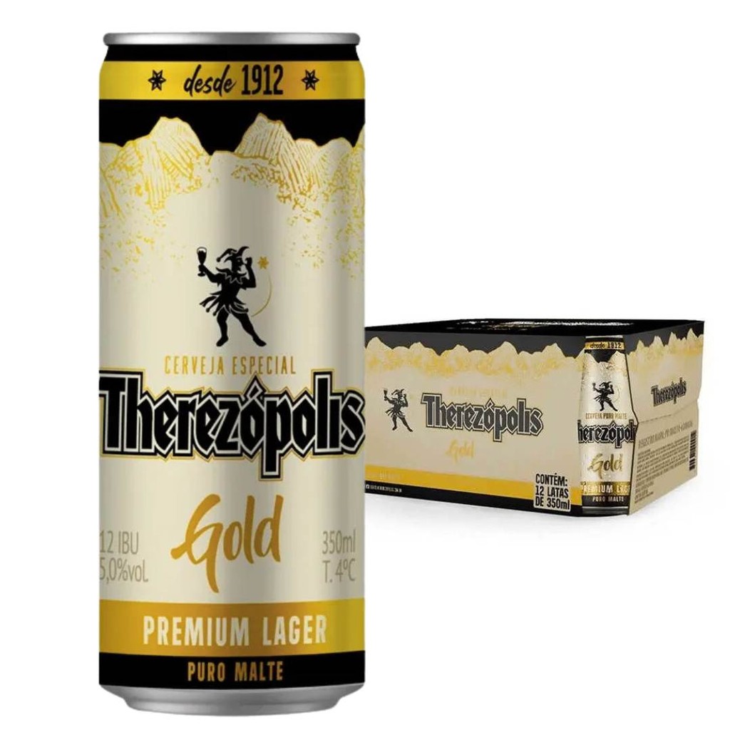 Pack 12un Cerveja Puro Malte Therezópolis Gold Premium Lager Lata 350ml ...