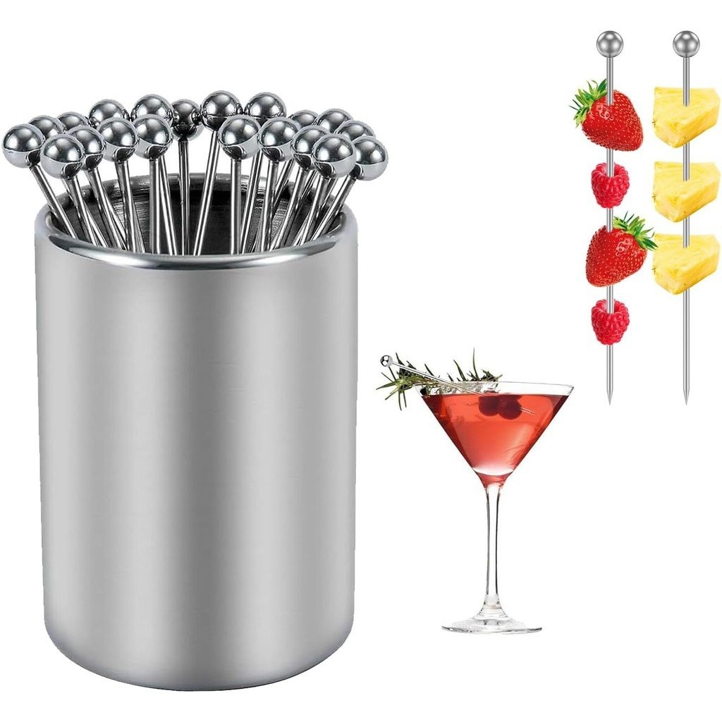 Kit de 12 Palitos de Cocktail, Palitos de Cocktail em Aço Inoxidável ...