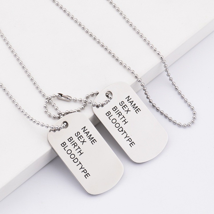 Corrente Placa Identificação Exército Dog Tag Aço Inox 316L | Shopee Brasil