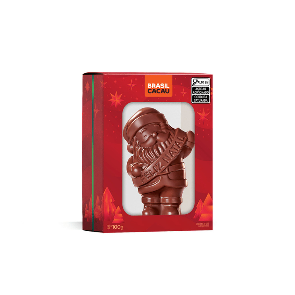 Chocolate ao Leite Maciço Papai Noel 100g - Brasil Cacau | Shopee Brasil