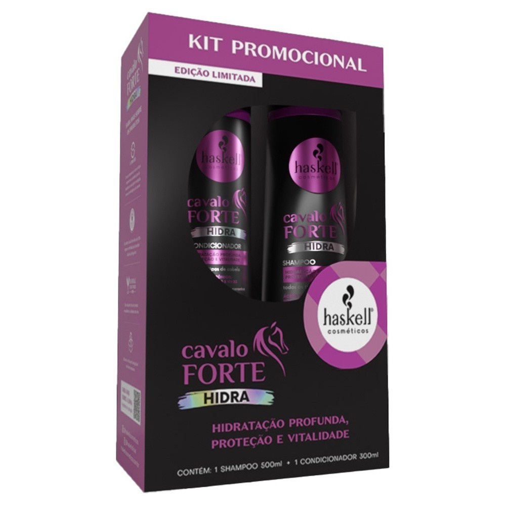Haskell Promopack Cavalo Forte Hidra Shampoo 500ml e Condicionador 300ml | Shopee Brasil