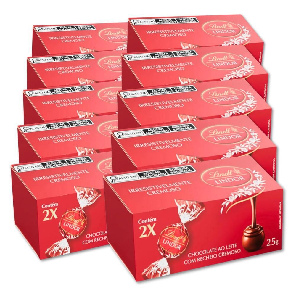 Trufa Lindt Lindor Duo Milk ao Leite Kit 10 Caixas de 25g | Shopee Brasil