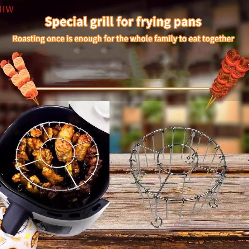 S/M/L Espetos Fritadeira De Ar Grelha Aço Inoxidável Espeto Vertical ...