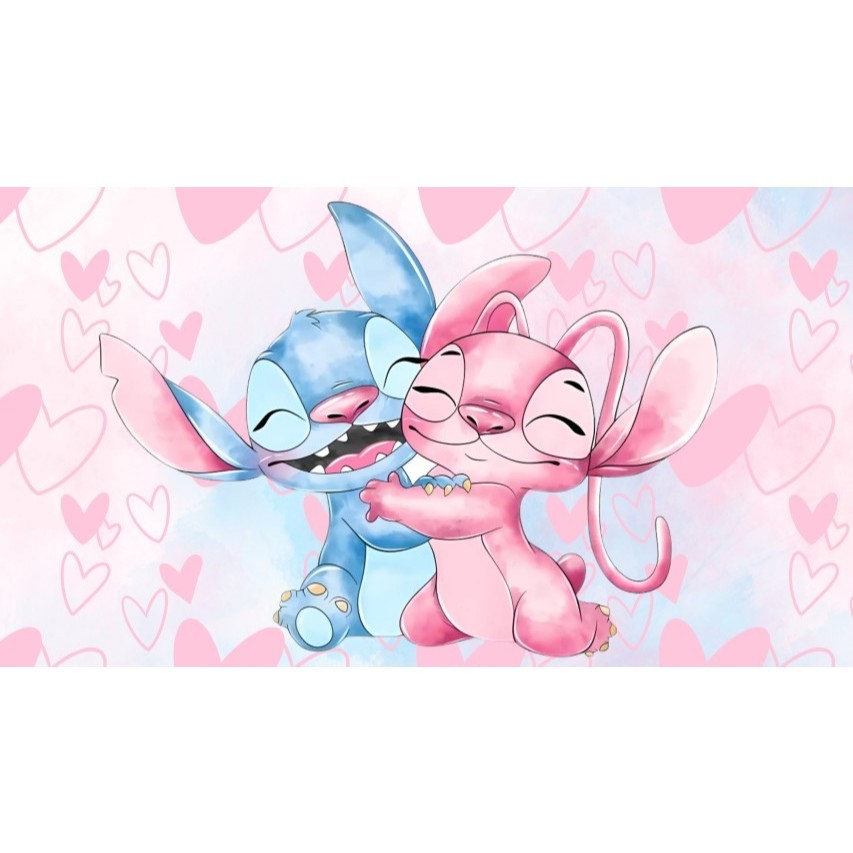 Lindo Painel Stitch e Angel aquarela retangular de lona para decoração ...