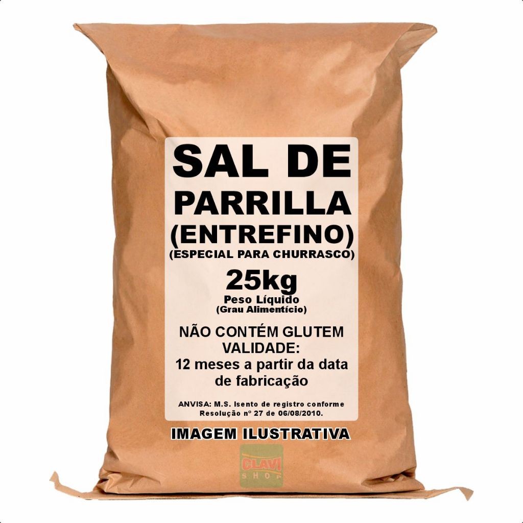 Sal de Parrilla 25Kg Entrefino Granulado Original Tradicional Branco ...