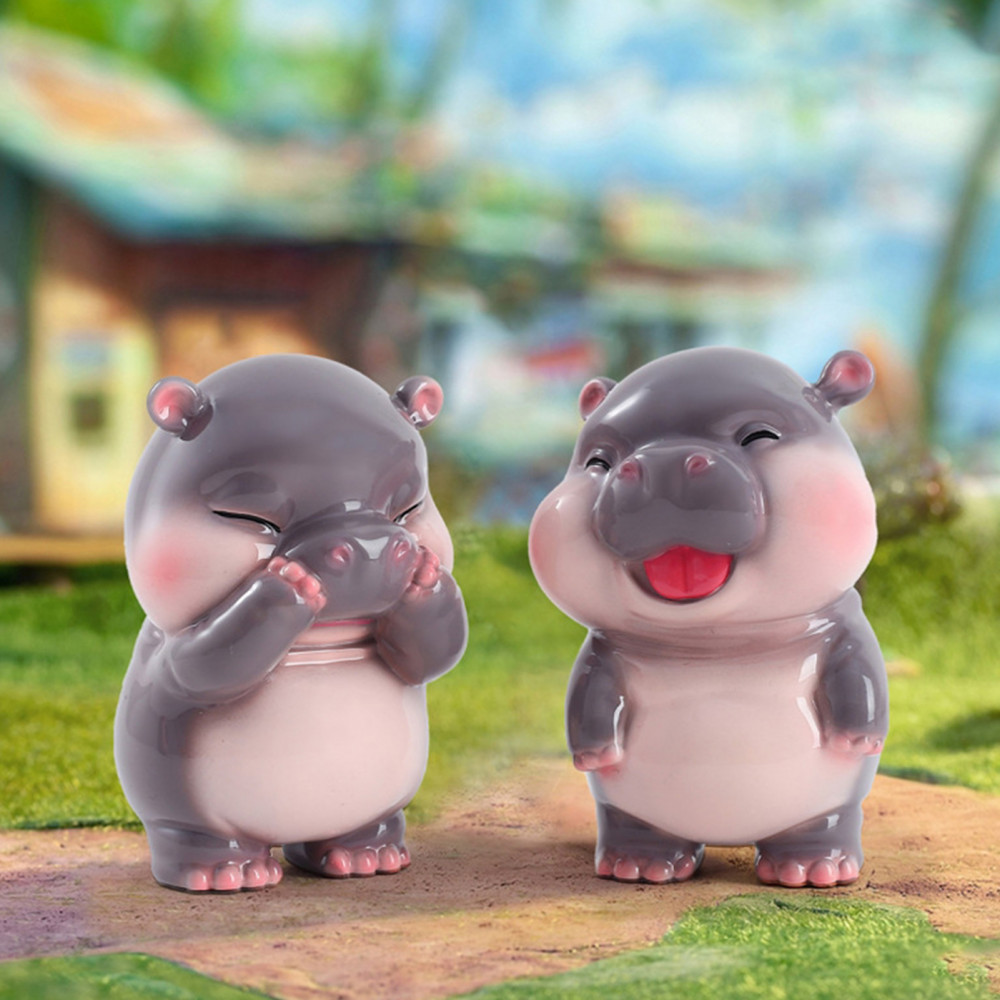YL Moo Deng Cartoon Hippo Figure Toy , Estátua De Hipopótamo De Suporte ...