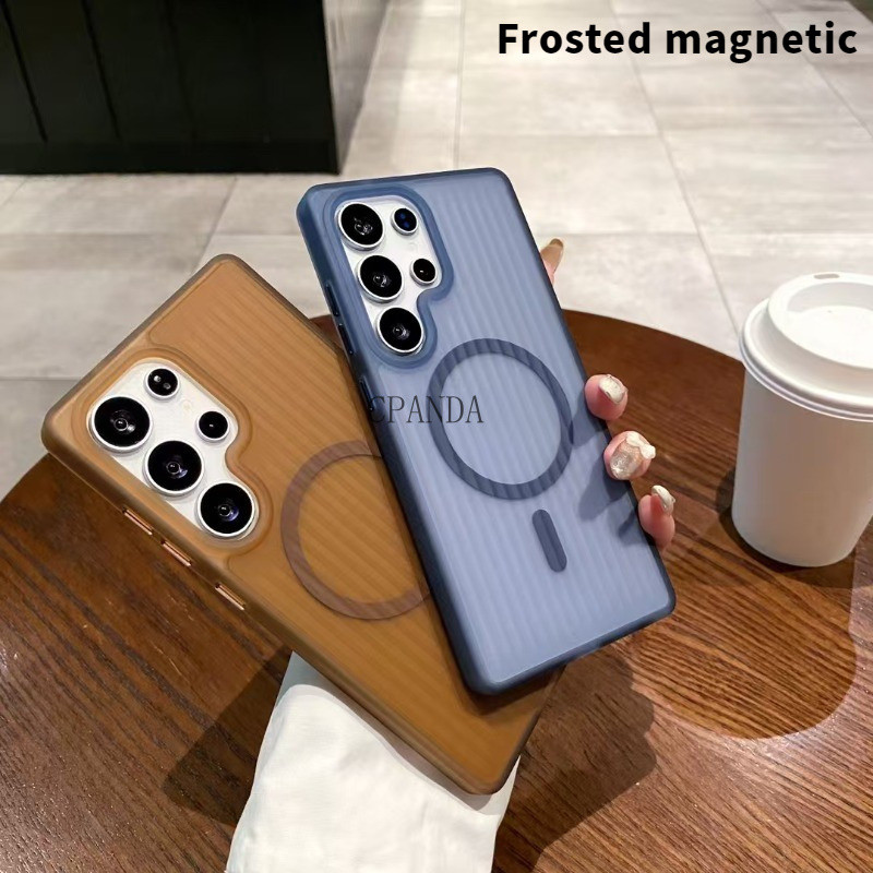 Capa Magnética Para Samsung Galaxy S25 Ultra Matte Invólucro Textura Ondulada Dura PC À Prova De ...