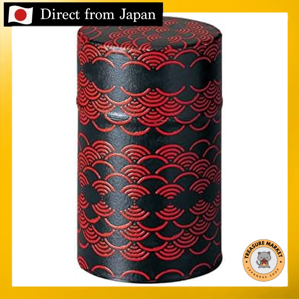 Tea canister 150g Japanese paper pasted Kamakura carved wave pattern ...