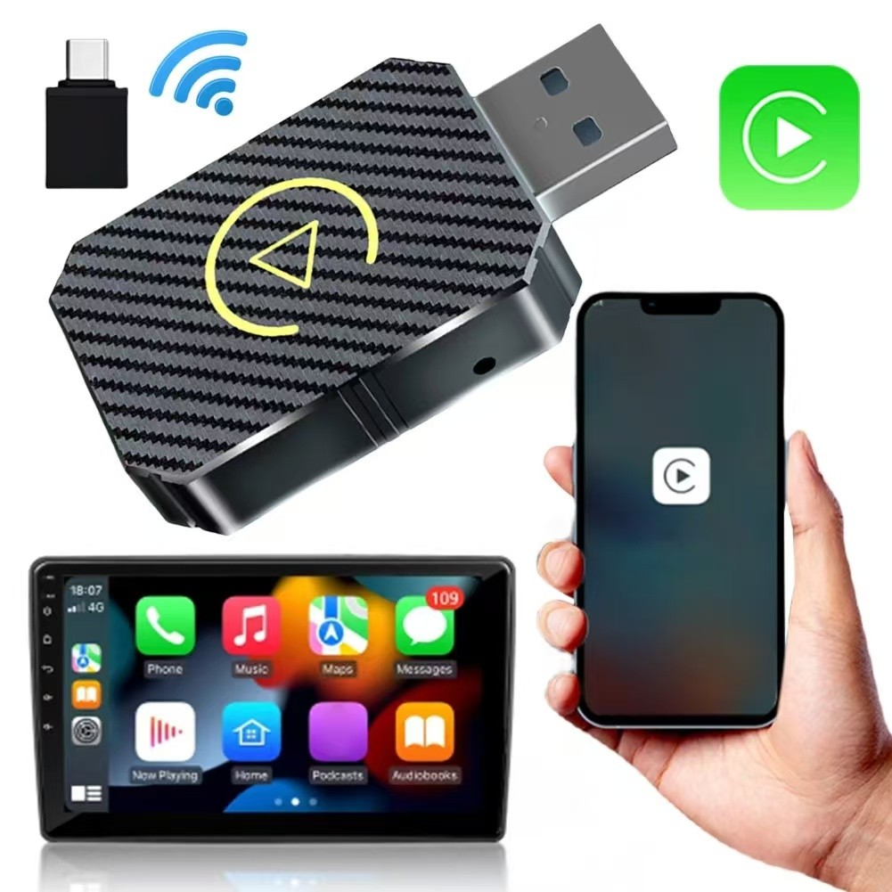 CarPlay Sem Fio Android Adaptador Automático 2 Em 1 Mini Caixa Plug & Play AI Box BT WiFi Para ...