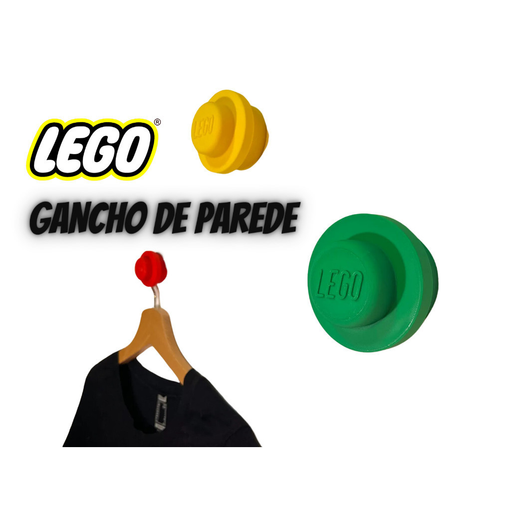 GANCHO/SUPORTE DE PAREDE LEGO/QUARTO INFANTIL/DECORAÇÃO/TOP/LUXO ...
