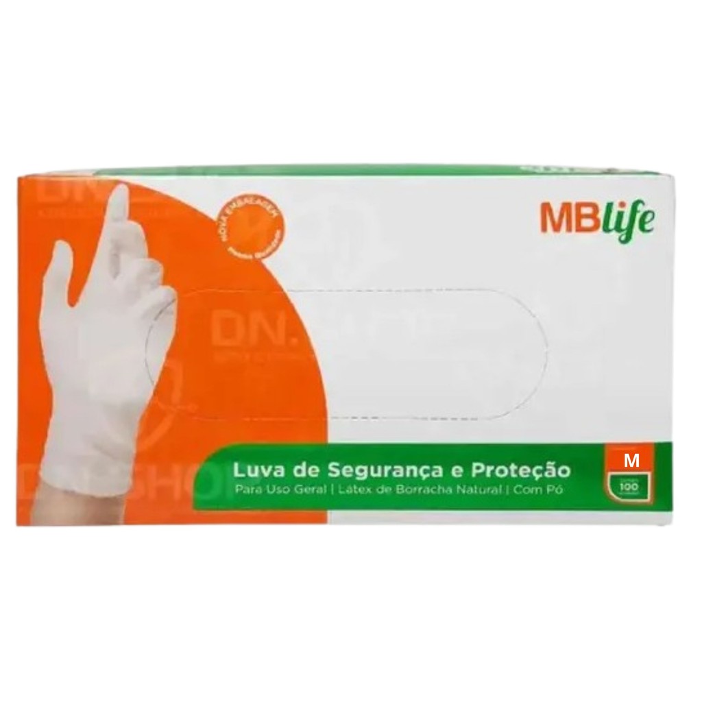 Luva Látex Com Pó Uso Geral Média 100 Un MBlife - Medix | Shopee Brasil