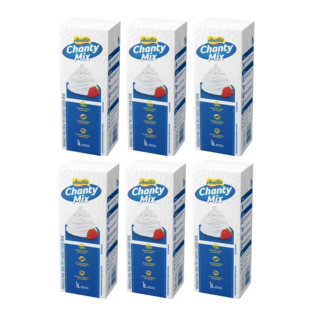 Kit 6 Chantilly Creme Amélia Chanty Mix Caixa 1L | Shopee Brasil