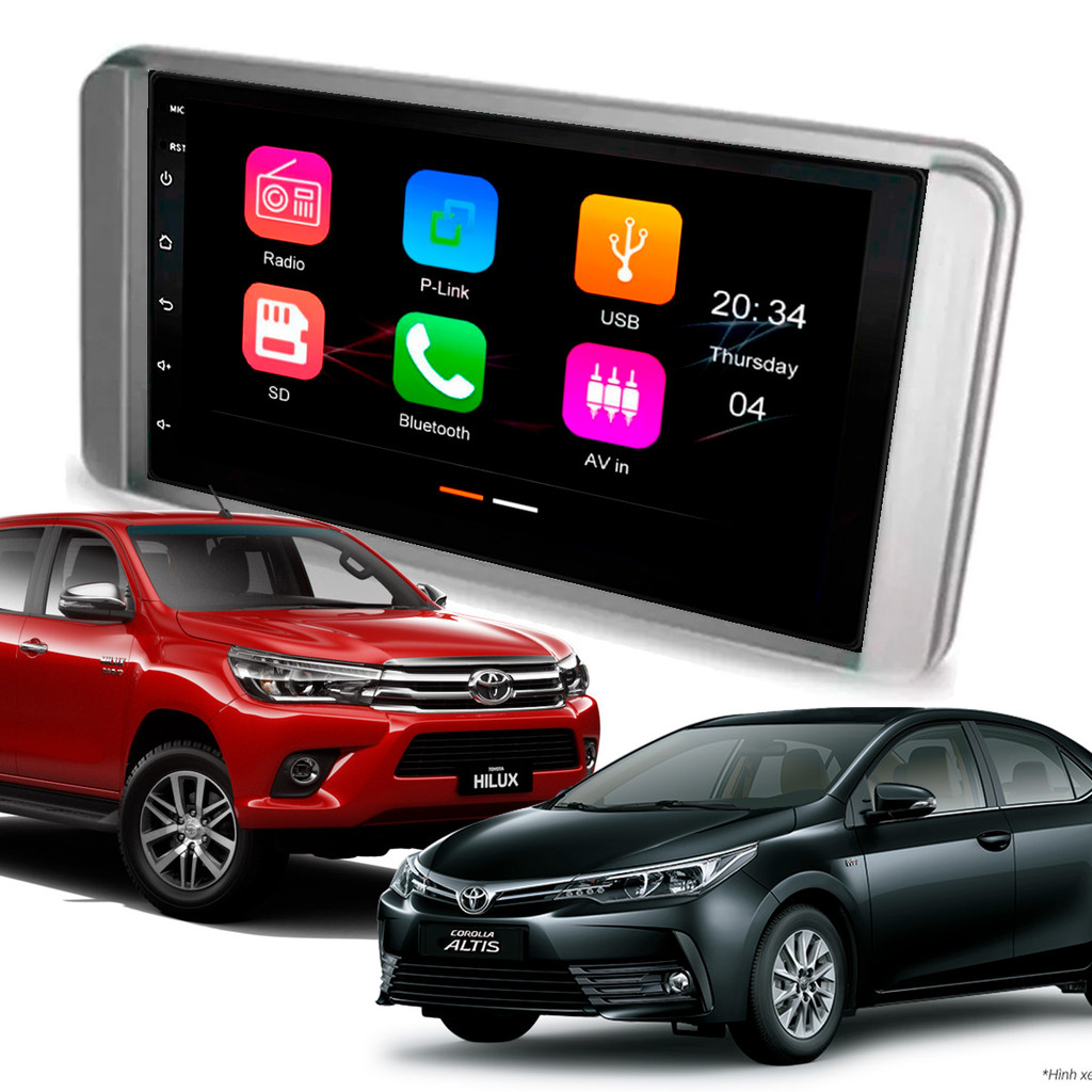 Central Multimídia 7 Polegadas MP5/BT CarPlay Android Auto + Moldura Prata Hilux Corolla - AP565 ...