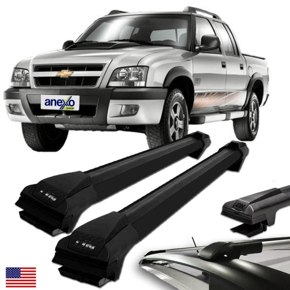Rack de Teto Chevrolet S10 1995 a 2011 Stoned 56201 Travessa Slim Preta ...