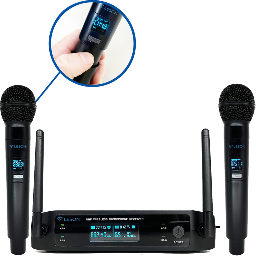 Microfone Duplo Sem Fio Digital Leson LS902 Pro 96 Canais | Shopee Brasil