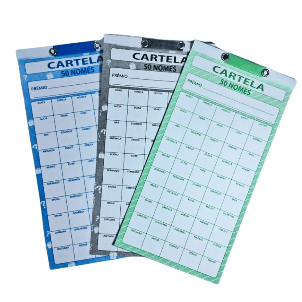CARTELA DE RIFA 50 NOMES COM 50 UNIDADES - TAMOIO | Shopee Brasil