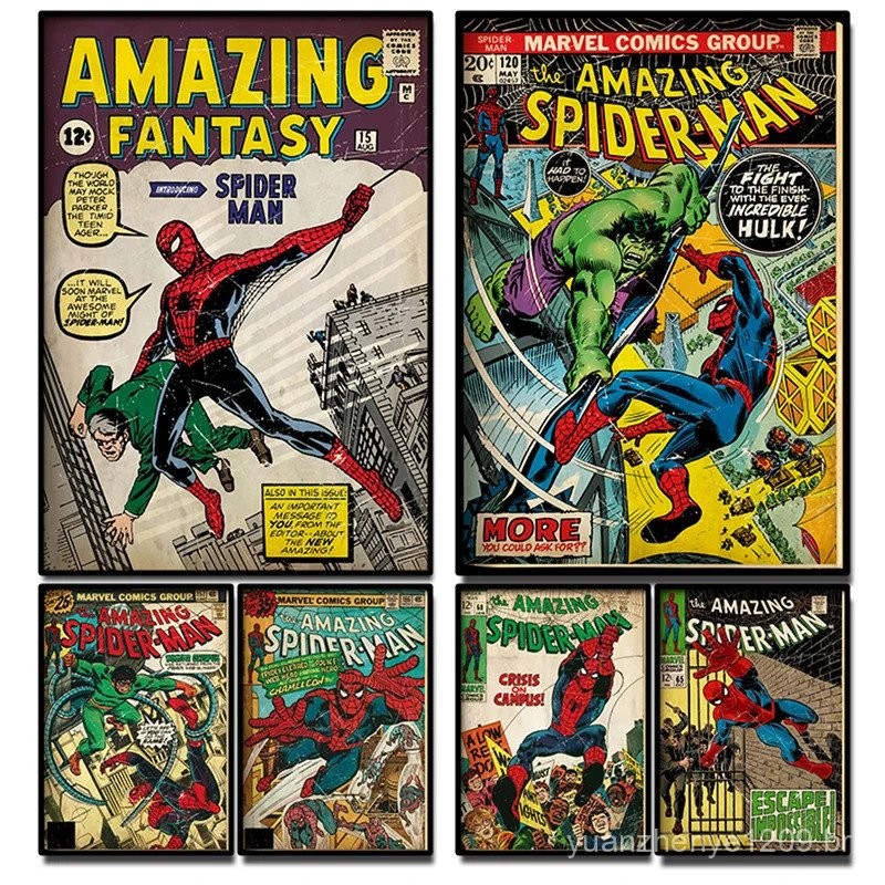 Pintura Decorativa Retro de Super-Heróis da Marvel, Pôster de Arte do ...