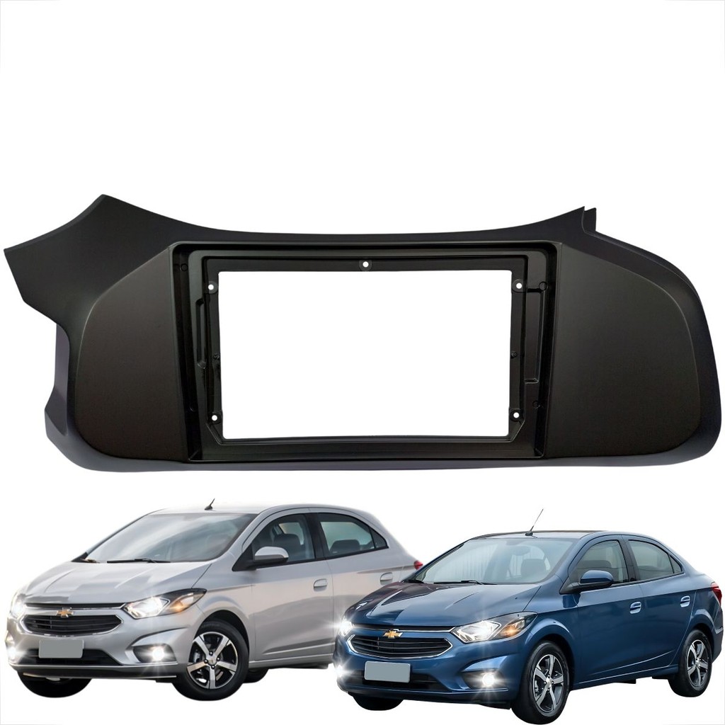MOLDURA PAINEL MULTIMÍDIA 9 POLEGADAS GM CHEVROLET PRISMA E ONIX JOY 2012 A 2019 PRETO FOSCO 89 ...