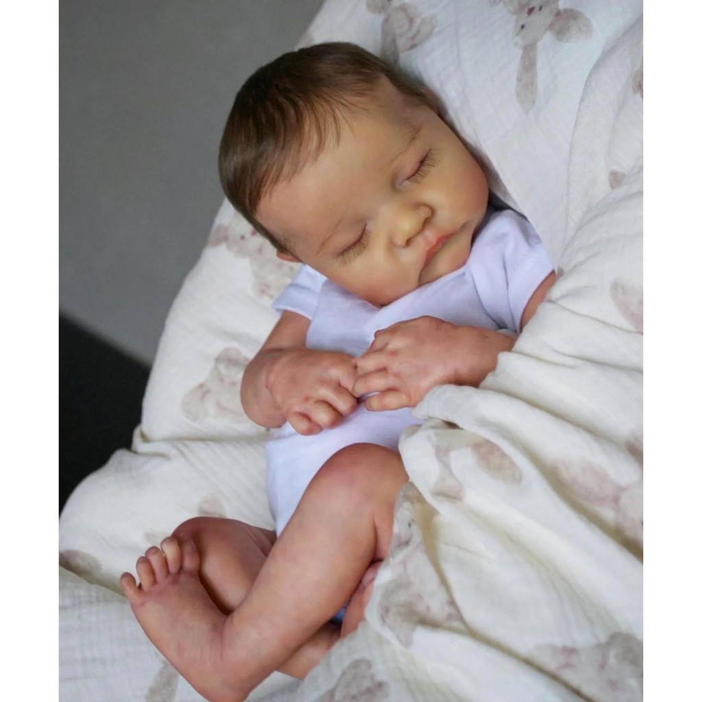 19 Inch 3D Skin with Visible Veins Soft Silicone Reborn Levi Asleep ...