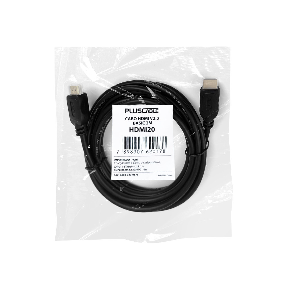 Cabo HDMI V2.0 Basic 2 Metros HDMI20 PlusCable full high definition ...