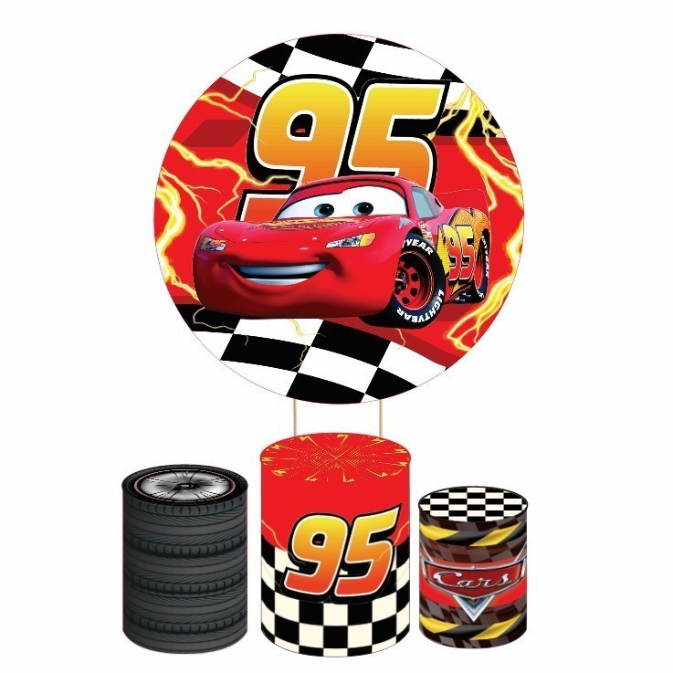 Kit Capas Para Painel Redondo e Cilindro Carros McQueen Festa Decoração ...