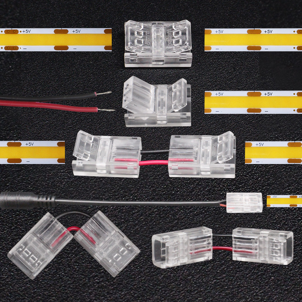 5 Pçs 2Pin COB LED Tira Conector Extensão Fio Terminal Conectores Para ...