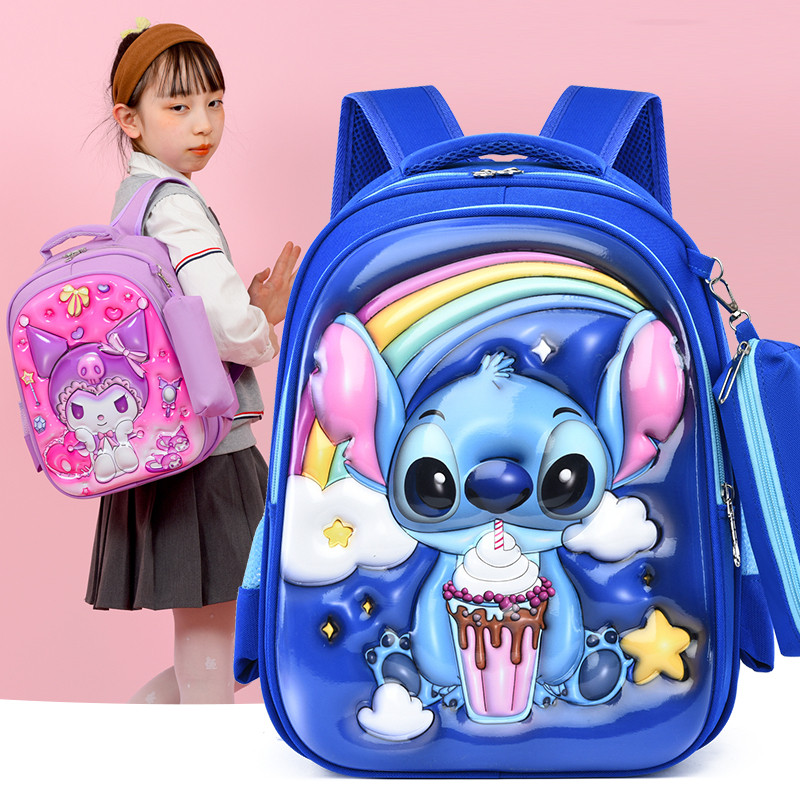 3D Kids Fashion Cartoon Kulomi Spider-Man Stitch 2 Em 1 Bolsa Escolar ...