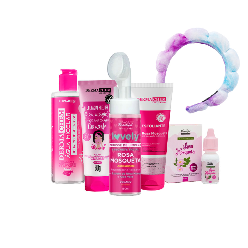 Kit Skin Care Mousse de Limpeza Facial Rosa Mosqueta | Shopee Brasil