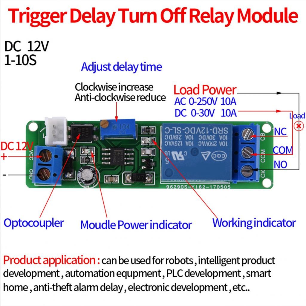 DC 12V Adjustable Timer Delay Turn OFF Module Timing Relay Time Switch ... DC 12V Adjustable Timer Delay Turn OFF Module Timing Relay Time Switch ...