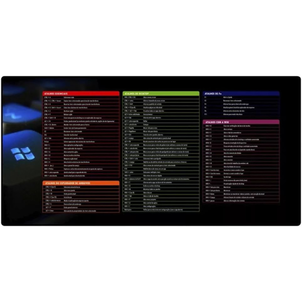 Mouse pad gamer atalhos do windows 700 x 350 | Shopee Brasil